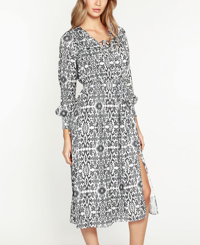 Belldini Women's Black Label Ikat Printed Long Sleeve Dress & Reviews ...