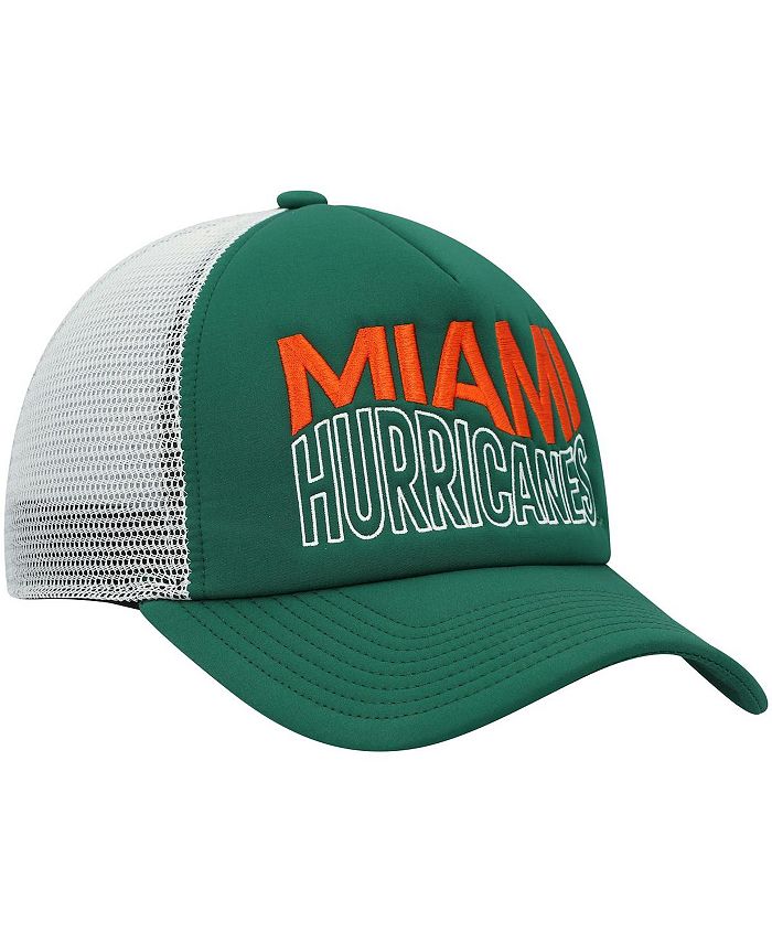 adidas Men's Green, White Miami Hurricanes Wave Foam Trucker Snapback ...