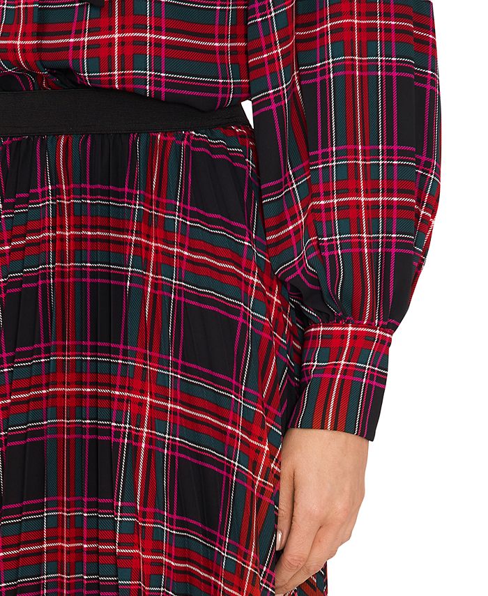 CeCe Women's Plaid Elastic-Waist Pleated Midi Skirt - Macy's