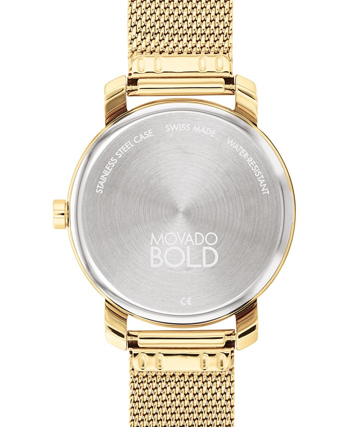 Movado Women's Swiss Bold Access Gold Ion Plated Mesh Bracelet Watch ...