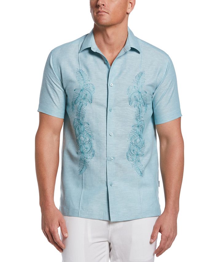 Cubavera Men's Floral Embroidered Panel Button-Down Shirt - Macy's