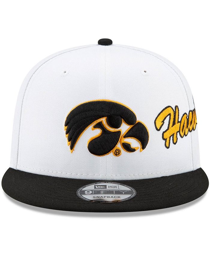 New Era Men's White, Black Iowa Hawkeyes Two-Tone Side Script 9FIFTY ...