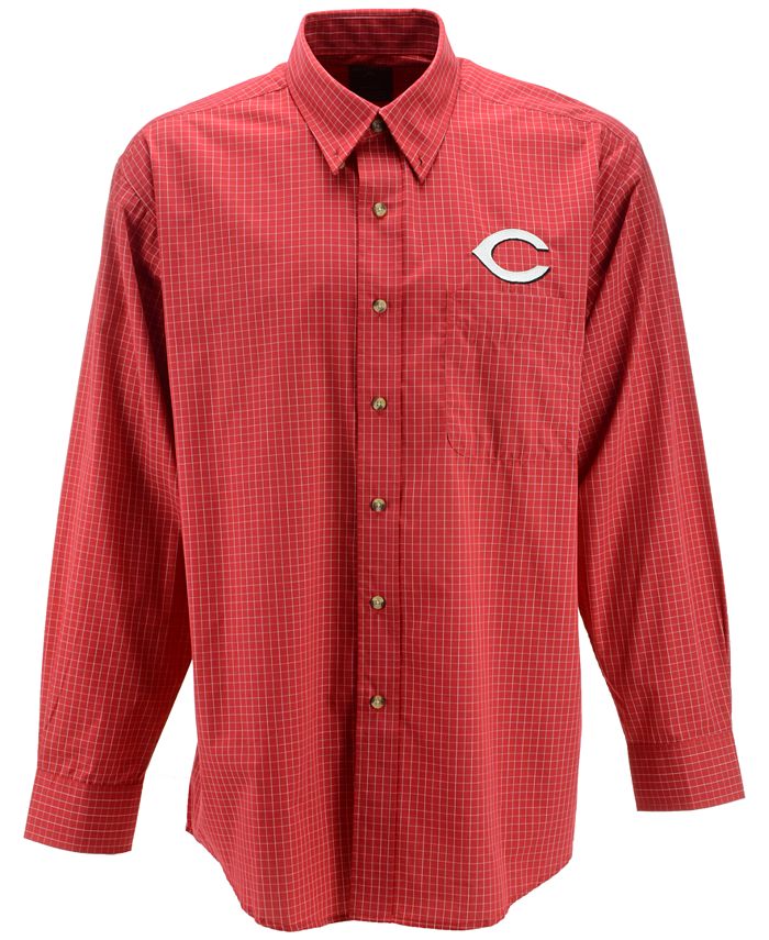 Antigua Men's Long-Sleeve Cincinnati Reds Button-Down Shirt - Macy's