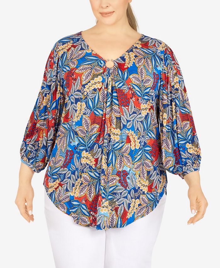 Ruby Rd. Plus Size Lapis Fall Foliage Top - Macy's