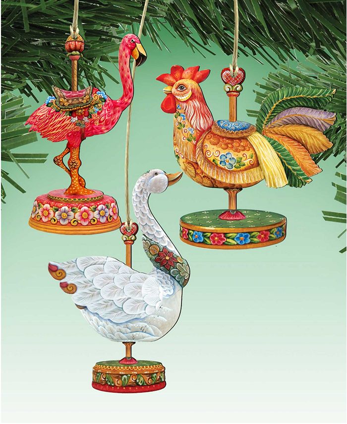 Designocracy Rooster, Goose, Pelican Christmas Carousel Holiday ...