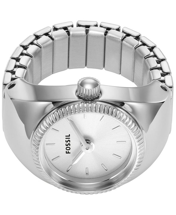 Fossil Women's Ring Watch Two-Hand Silver-Tone Stainless Steel Bracelet ...