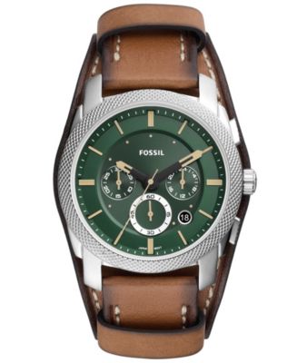 Fossil Men's Machine Chronograph Brown Leather Strap Watch, 42mm - Macy's