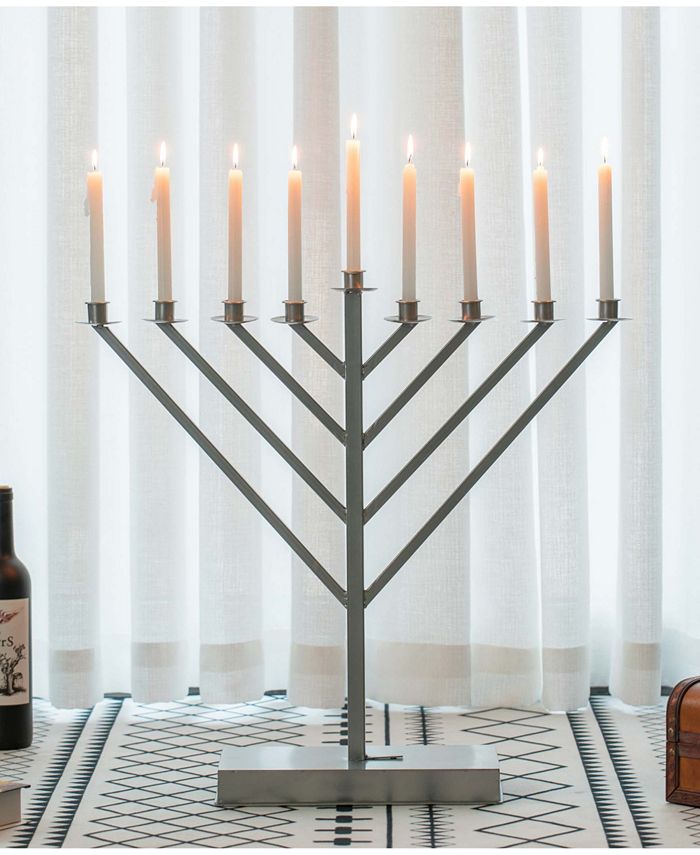 Vintiquewise Coated Hanukkah Menorah for Synagogue, Large - Macy's