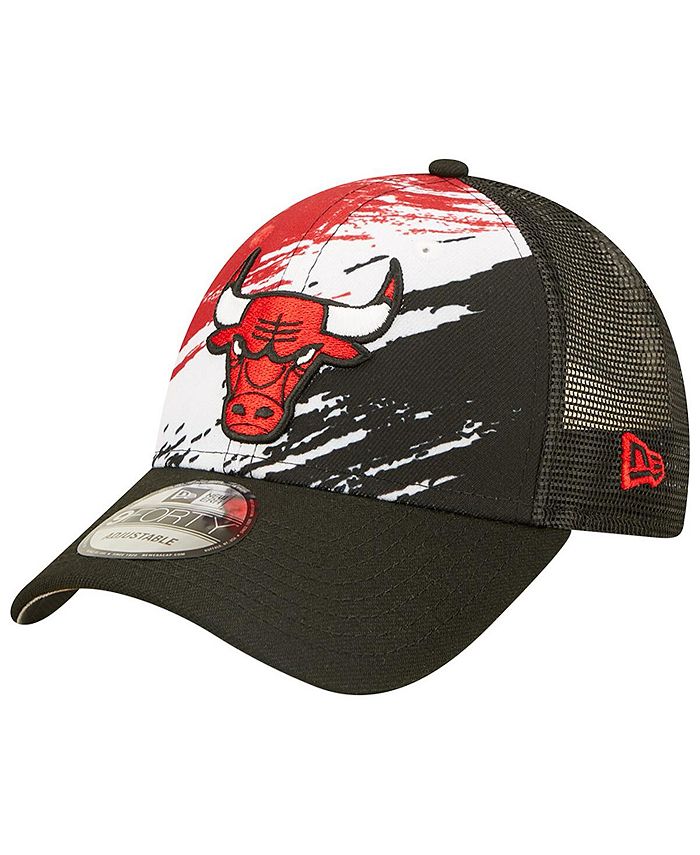 New Era Men's Black Chicago Bulls Marble 9FORTY Trucker Snapback Hat ...