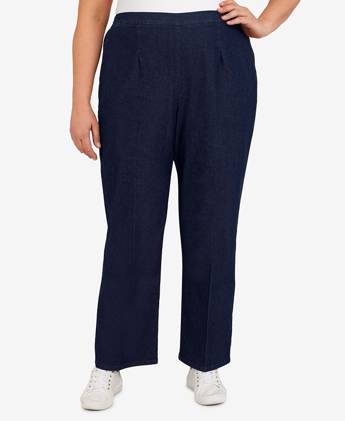 Alfred Dunner Plus Size Lake Placid Pull-On Straight Leg Short Length ...