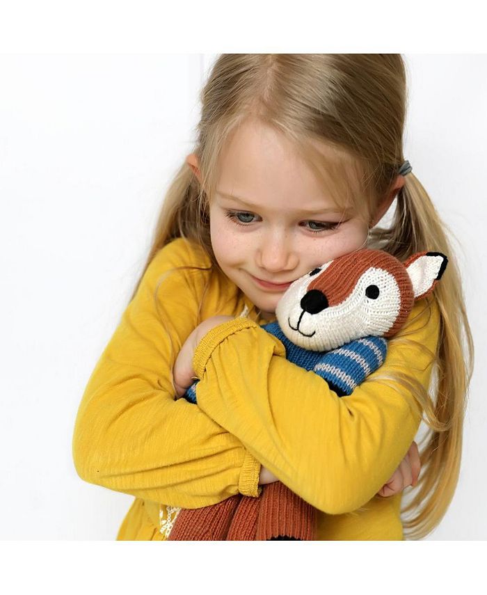 Melange Collection Fox Plush Toy in Blue Sweater - Macy's