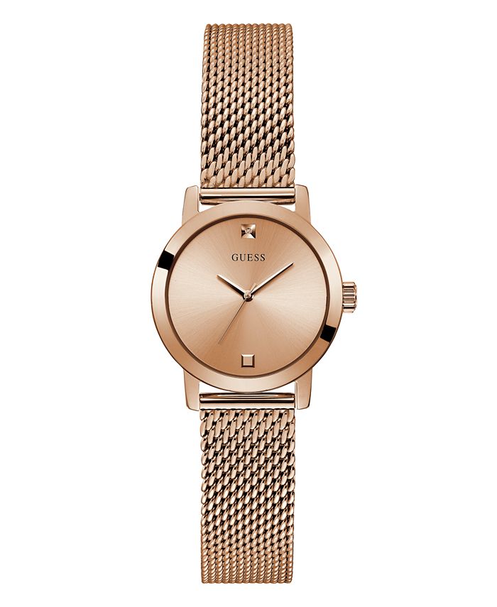 GUESS Women's Rose Gold-Tone Mesh Bracelet Watch 25mm - Macy's