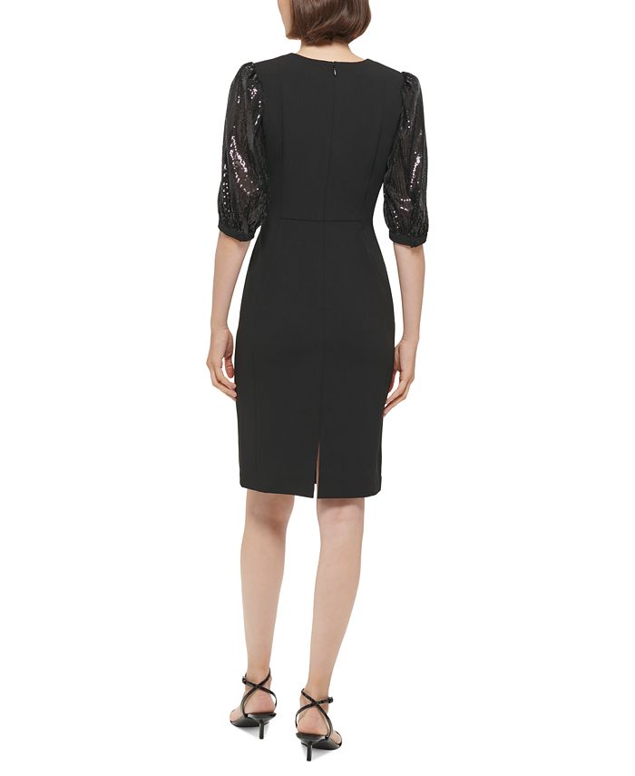 Calvin Klein Sequined Puff-Sleeve Sheath Dress - Macy's