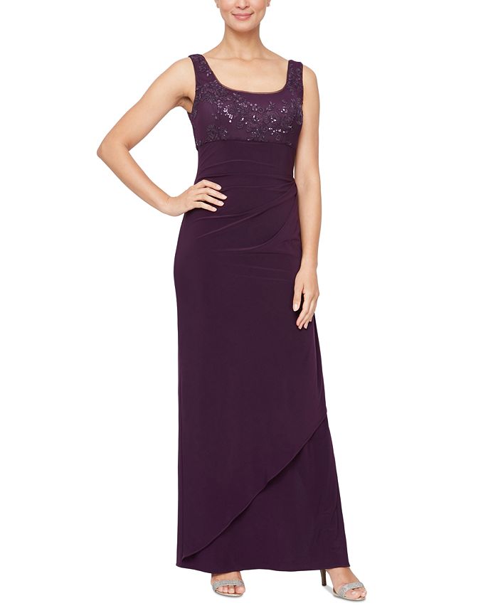 Alex Evenings Women's Embroidered Waterfall-Ruffle Dress & Jacket - Macy's