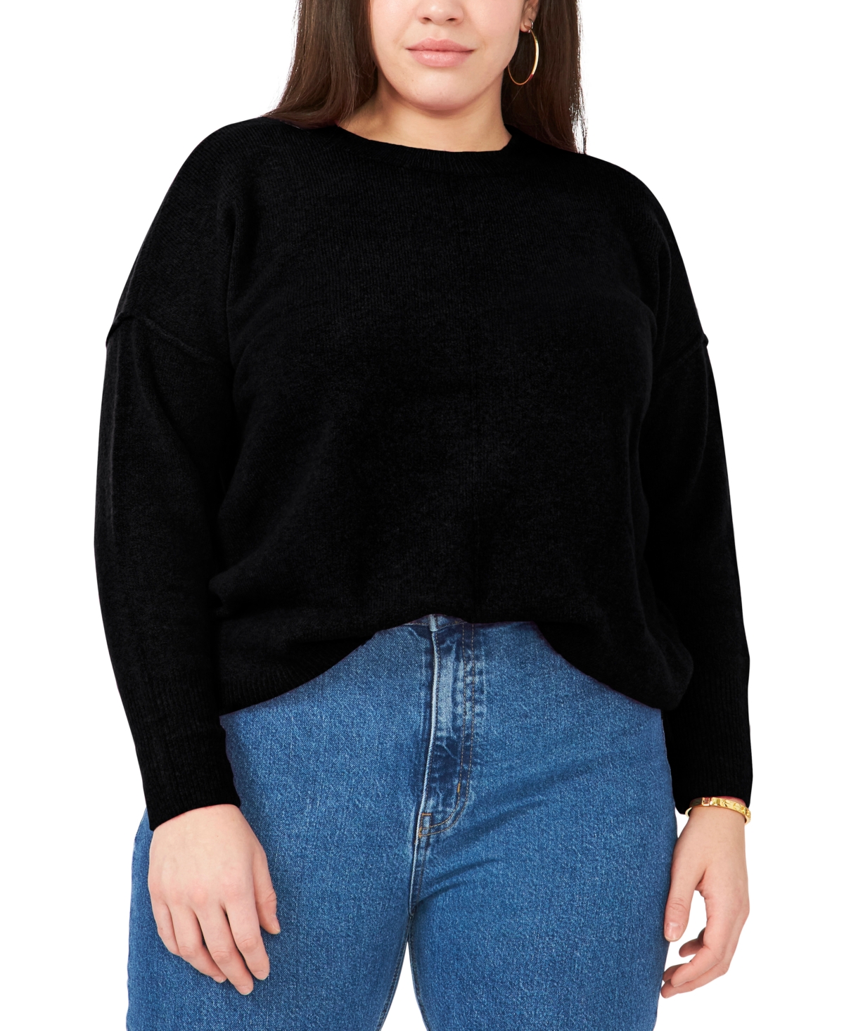Click here for Vince Camuto Plus Size Cozy Crewneck Long-Sleeve E... prices