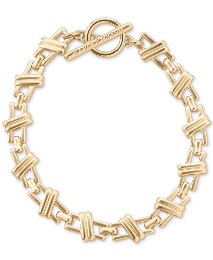 Lucky Brand Gold-Tone Ladder Chain Link Toggle Bracelet - Macy's