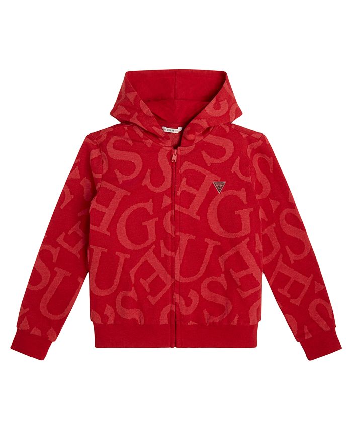 GUESS Big Boys All Over Print French Terry Zip Up Hoodie - Macy's
