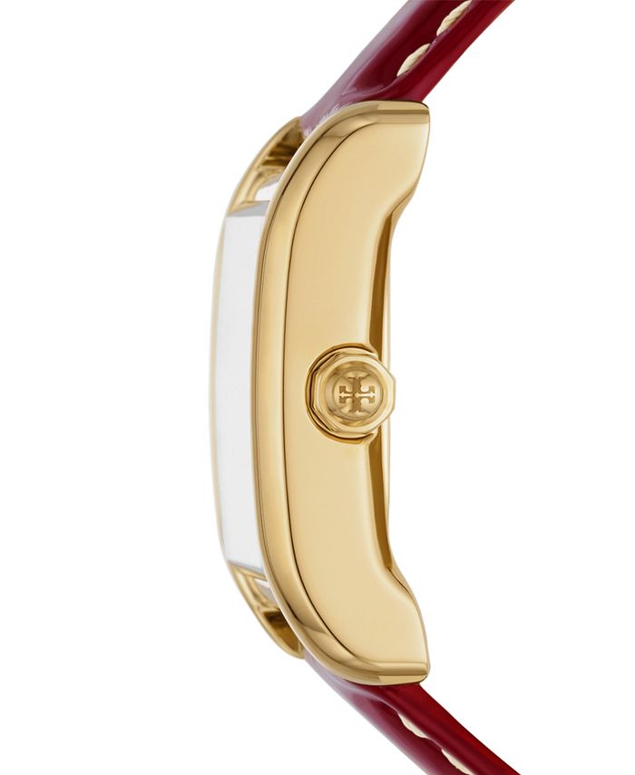 Tory Burch Women's The Eleanor Red Leather Strap Watch 25mm - Macy's