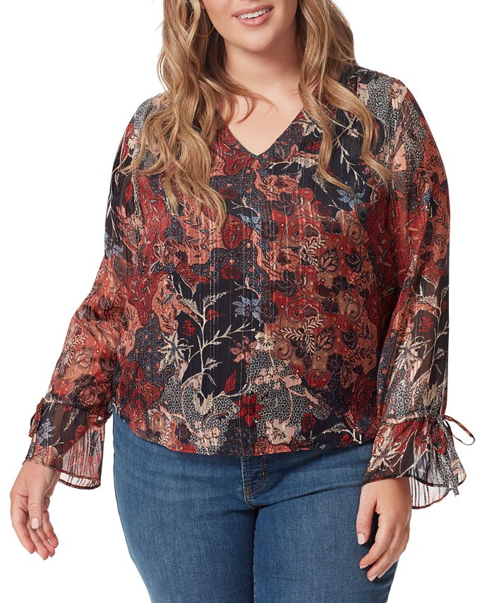Jessica Simpson Trendy Plus Size Aurora Printed Top - Macy's