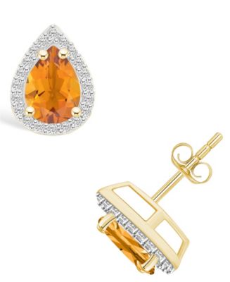 Citrine (1-1/3 ct. t.w.) and Lab Grown Sapphire (1/5 ct. t.w.) Halo ...
