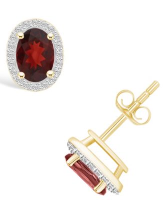 Garnet (1-9/10 ct. t.w.) and Lab Grown Sapphire (1/5 ct. t.w.) Halo ...