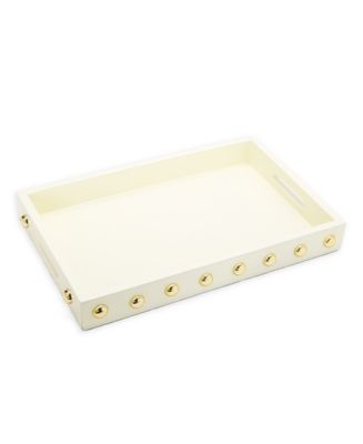 Classic Touch Decorative Serving Tray with Shiny Ball Design, 16" x 10 ...