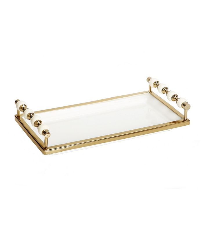 Classic Touch Rectangular Tray with Beaded Handles, 14" x 7" - Macy's