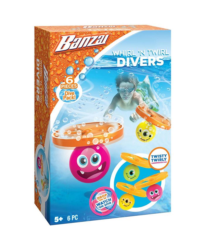 Banzai Whirl 'N Twirl Waterpool Toy Dive Set, 6 Piece Set - Macy's