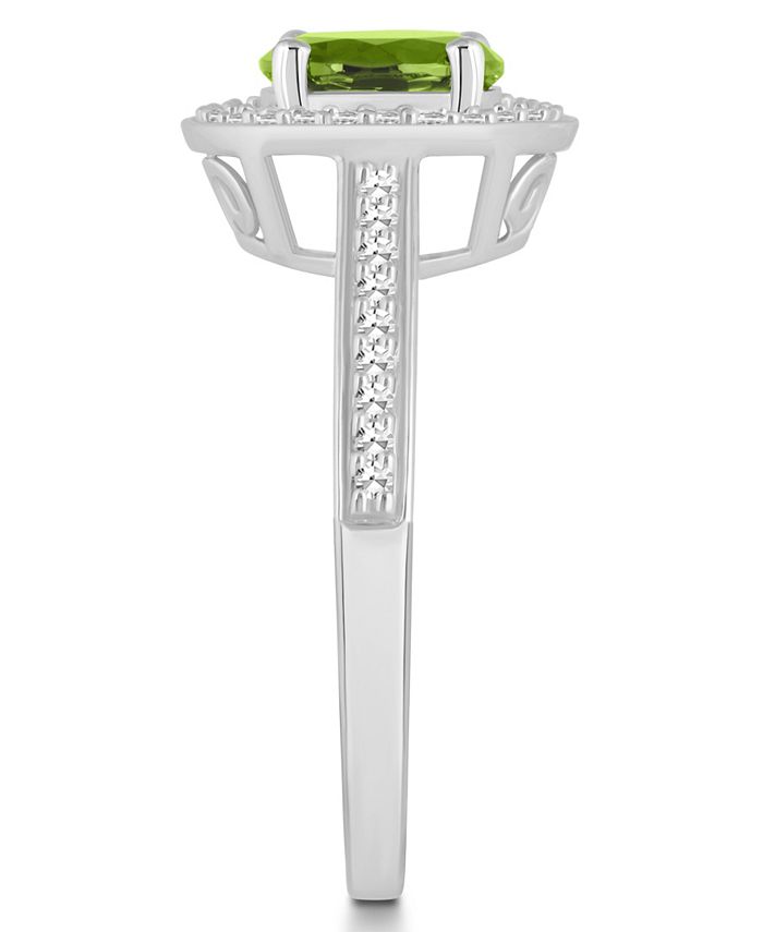 Macy's Peridot (1-1/2 ct. t.w.) and Diamond (1/5 ct. t.w.) Halo Ring in ...