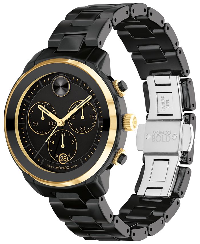 Movado Women's Bold Verso Swiss Quartz Black Ceramic Bracelet Watch ...