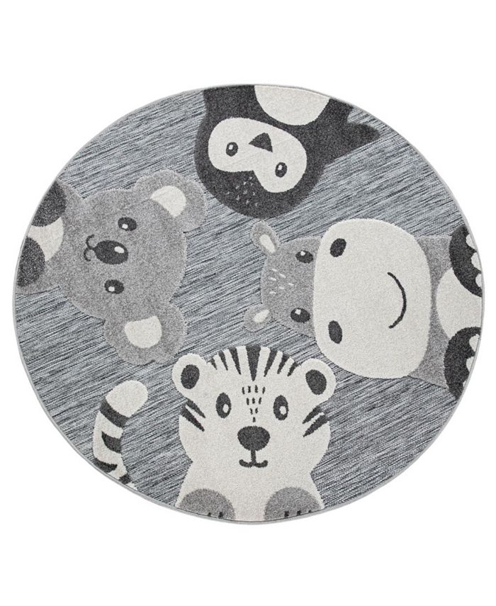 Paco Kids Rug Tweet Cute Zoo Animals Play Mat Mottled In Grey - 79 ...