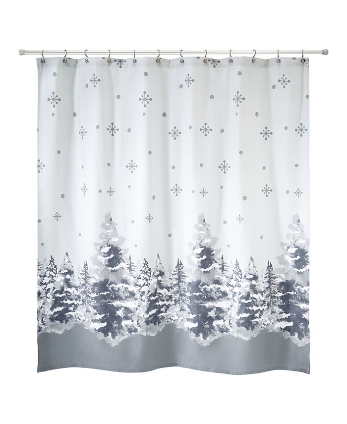 Avanti Silver Trees Holiday Printed Shower Curtain, 72" x 72" - Macy's