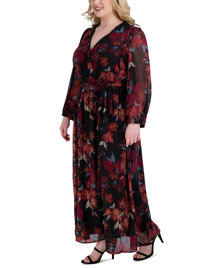 Robbie Bee Plus Size Floral Chiffon Maxi Dress - Macy's