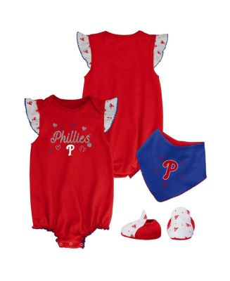 Girls Newborn and Infant Red Philadelphia Phillies 3-Piece Home Plate ...
