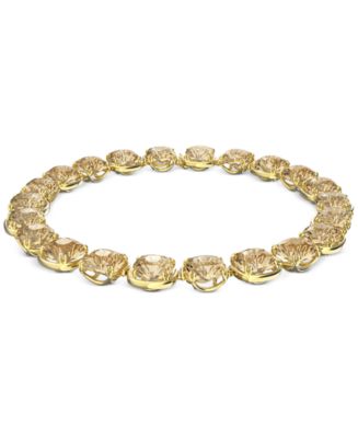 Swarovski Gold-Tone Harmonia Crystal Cushion All Around Necklace, 14-1/ ...