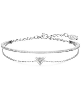 Swarovski Silver-Tone Crystal Triangle Layered Bracelet - Macy's