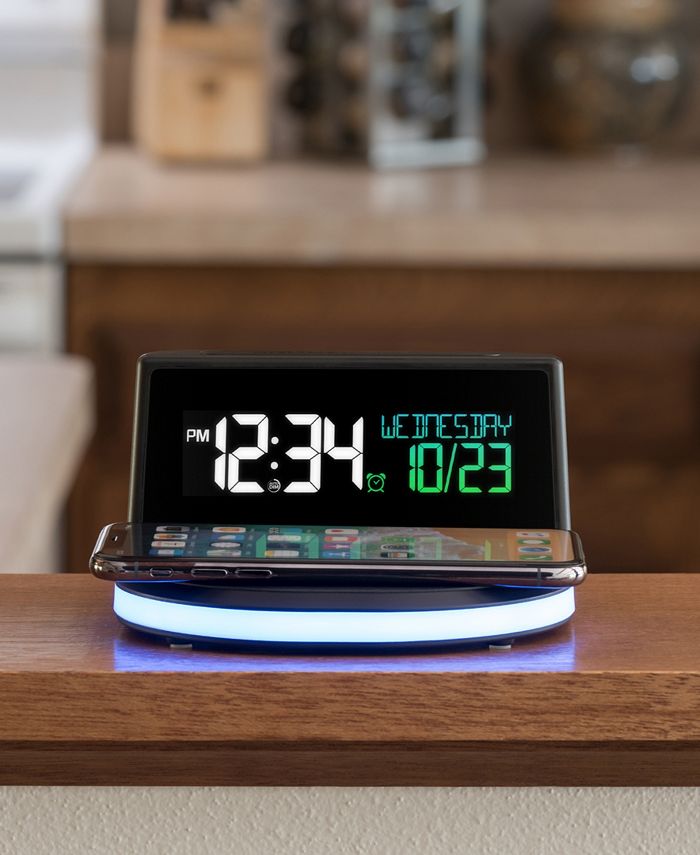 La Crosse Technology 617-148 Wireless Charging Alarm Clock with Glowing ...