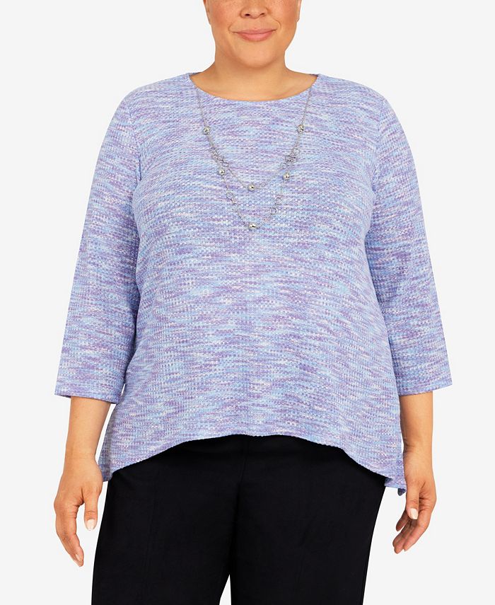 Alfred Dunner Plus Size Victoria Falls Crew Neck 3/4 Sleeve Texture Top ...