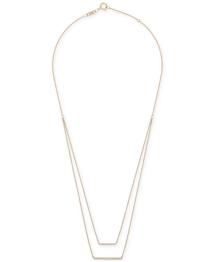 Wrapped Diamond Double Bar Layered Necklace (1/6 ct. t.w.) in 10k White ...