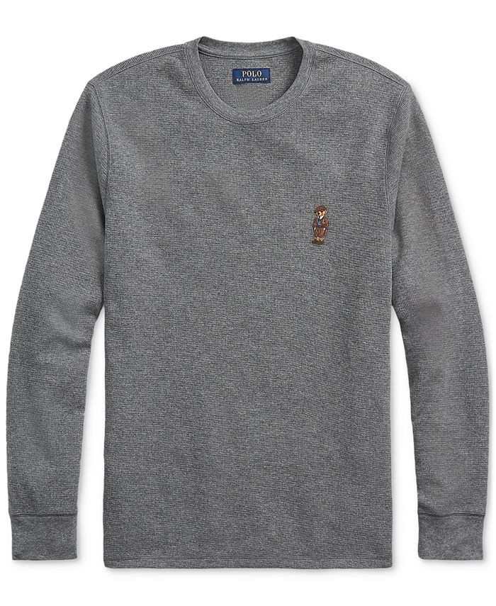 Polo Ralph Lauren Men's Waffle-Knit Tweed Polo Bear Thermal - Macy's