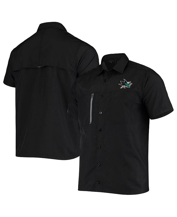 Antigua Men's Black San Jose Sharks Kickoff Fishing Button-Up Shirt ...