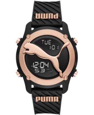 Puma Men's Big Cat Digital Black Polyurethane Strap Watch 44mm - Macy's