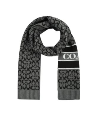 COACH Women's Signature Logo Wool-Blend Rib Knit Scarf & Reviews - Cold ...