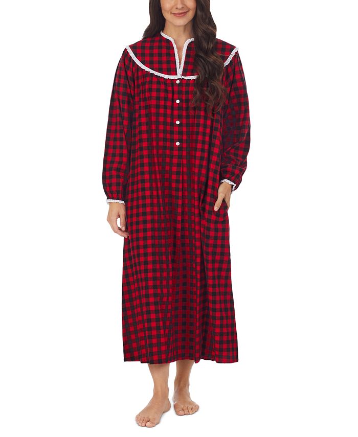 Lanz of Salzburg Cotton Lace-Trim Flannel Nightgown - Macy's