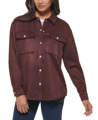 Levi's Women's Soft Faux Suede Relaxed Shacket Jacket - Macy's