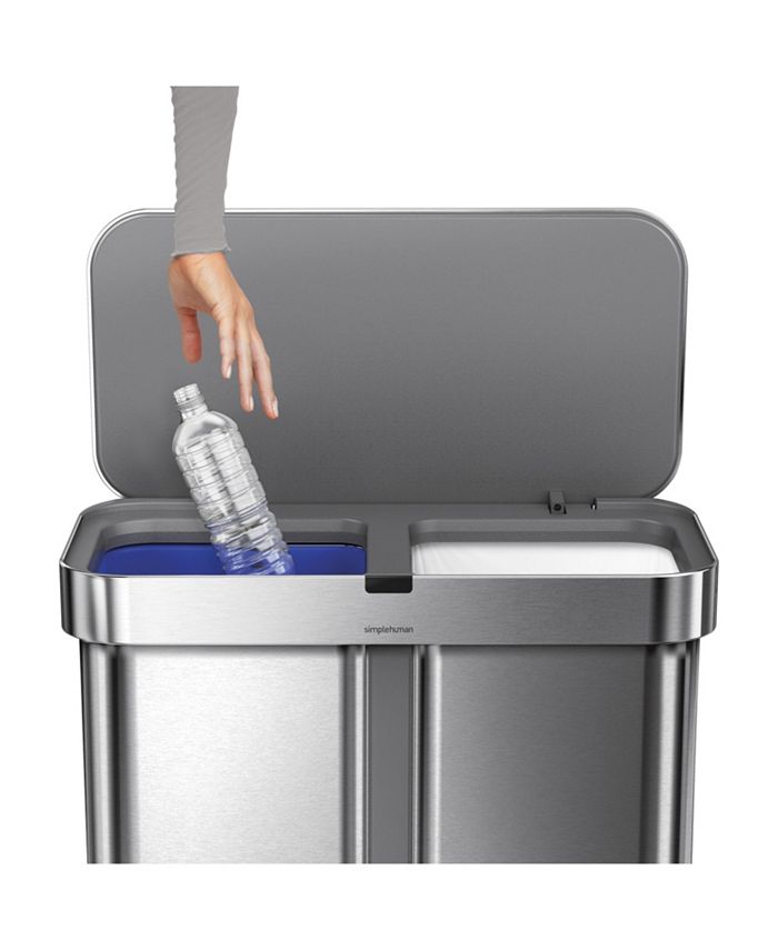 simplehuman Dual Compartment Rectangular Sensor Trash Can with Voice ...