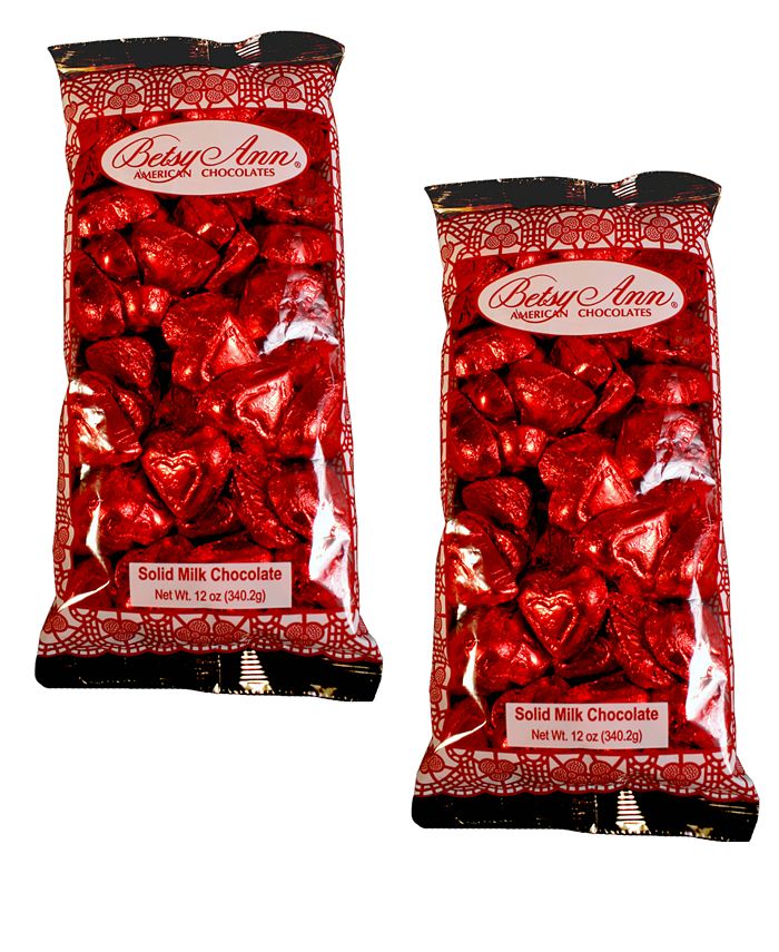 Betsy Ann Chocolates 12oz Milk Chocolate Red Foil Hearts, Approximately ...