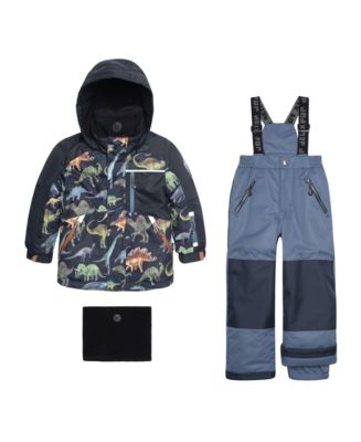 Boy Printed Dinosaurs Two Piece Snowsuit Black And Steel Blue - Child ...