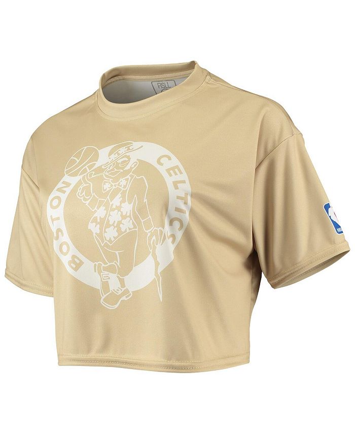 NBA Exclusive Collection Women's Tan Boston Celtics Sand Crop Top - Macy's