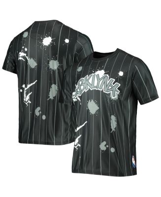 Men's Black Brooklyn Nets Striped Splatter T-shirt - Macy's